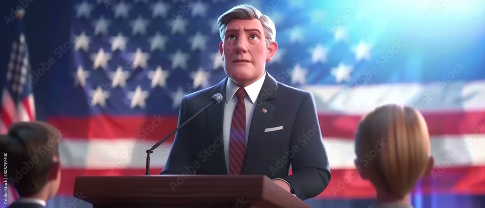 In a patriotic scene, the 2024 presidential candidate stands at a ...