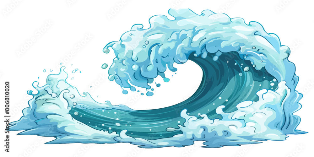cartoon illustration of big wave isolated on white background Stock ...
