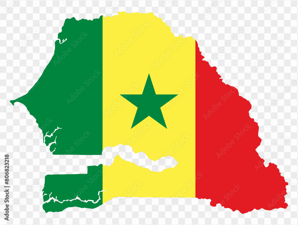 Senegal map flag on transparent background. vector illustration. Stock ...