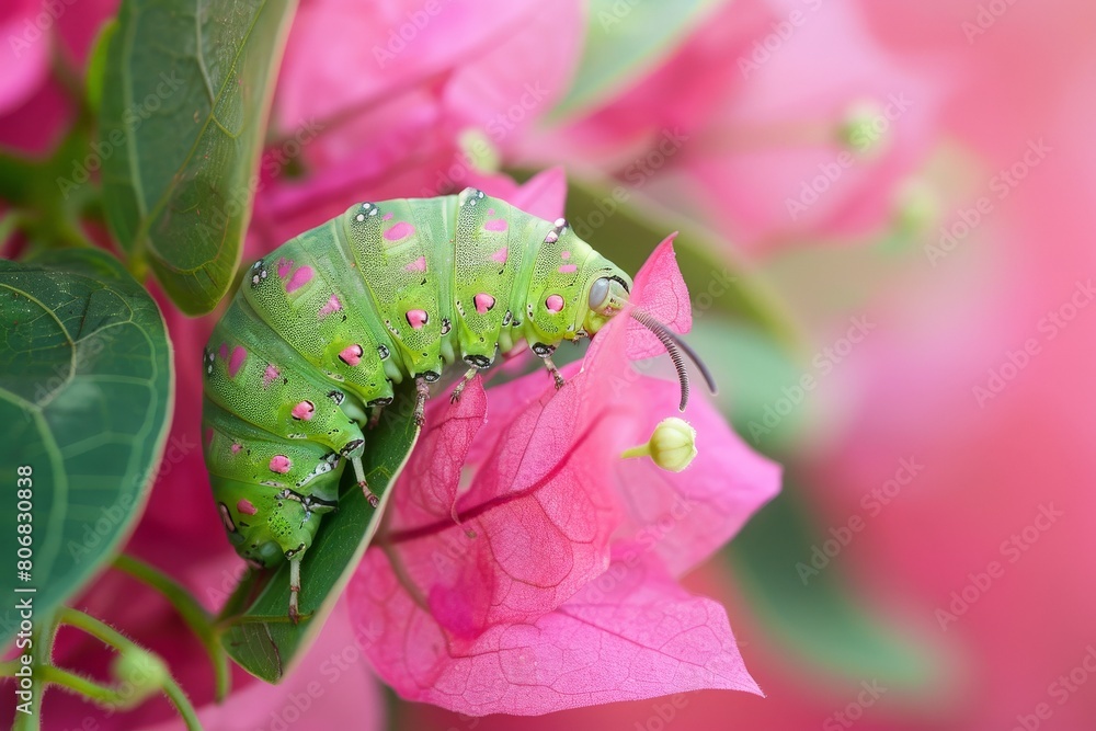 Swallowtail butterfly caterpillar lateral view - Papilio machaon ...