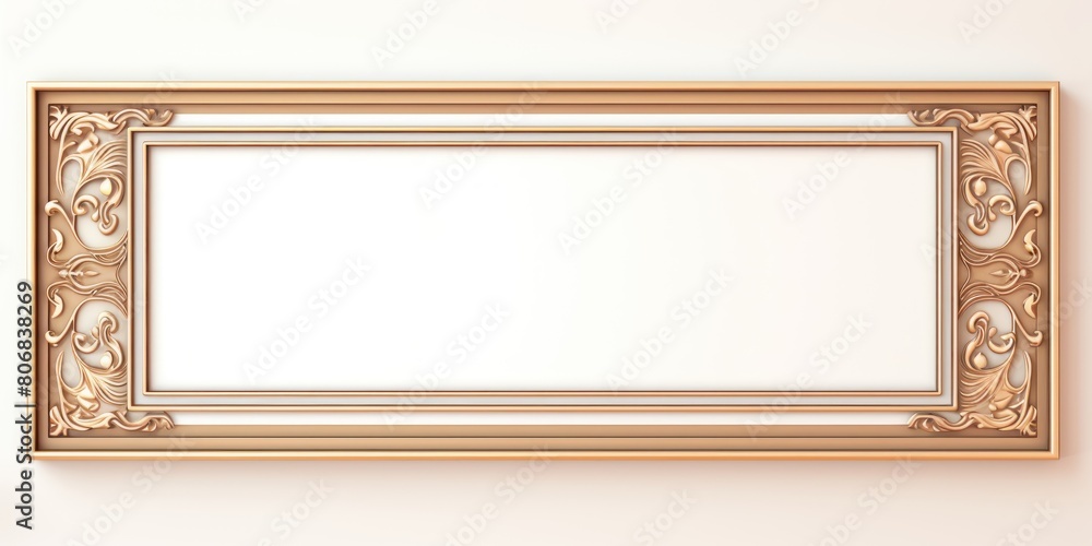 Tan traditional rectangular frame on white background design for ...