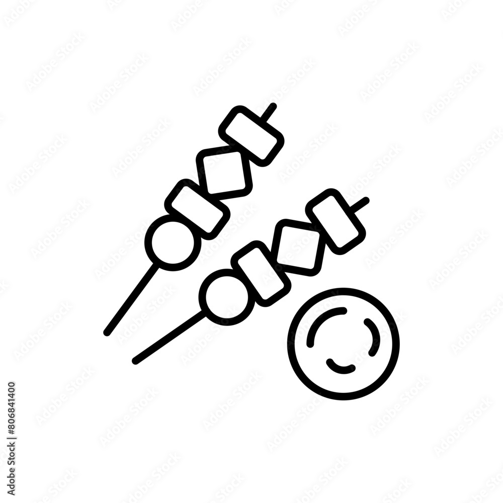 Satay outline icons, minimalist vector illustration ,simple transparent graphic element ...