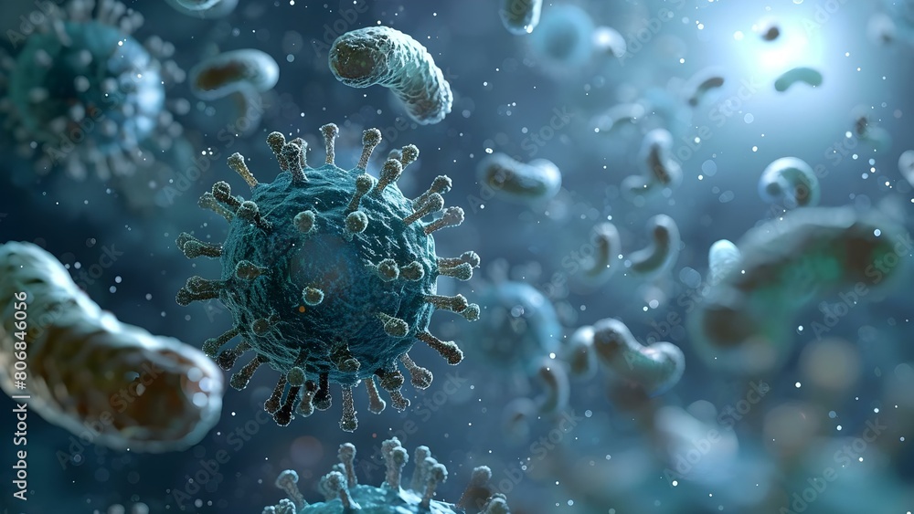 D Visualization of Microscopic Virus and Bacteria Cells. Concept 3D ...