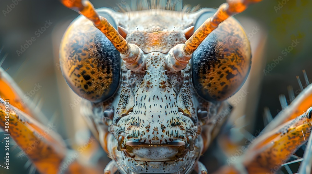 Extreme Close-up Macro Photo of a Hyperreal Stick Insect Face with ...