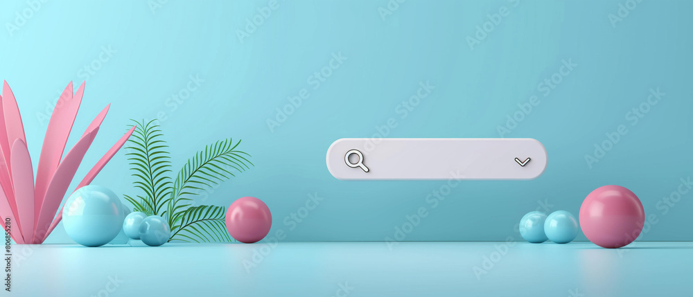 Minimal blank search bar blue background, playful and childlike, colors ...