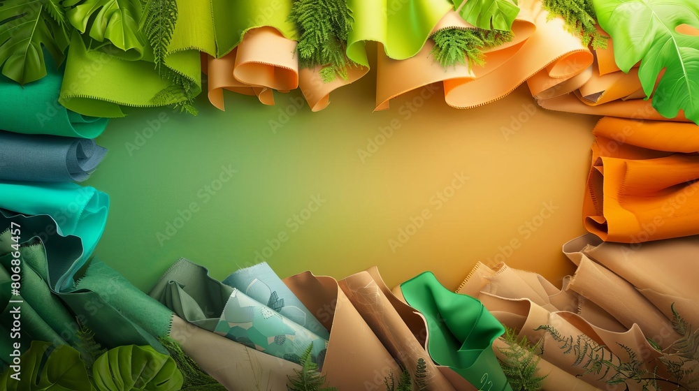 Aerial view of a scattered fabric pile, creating an abstract pattern of ...