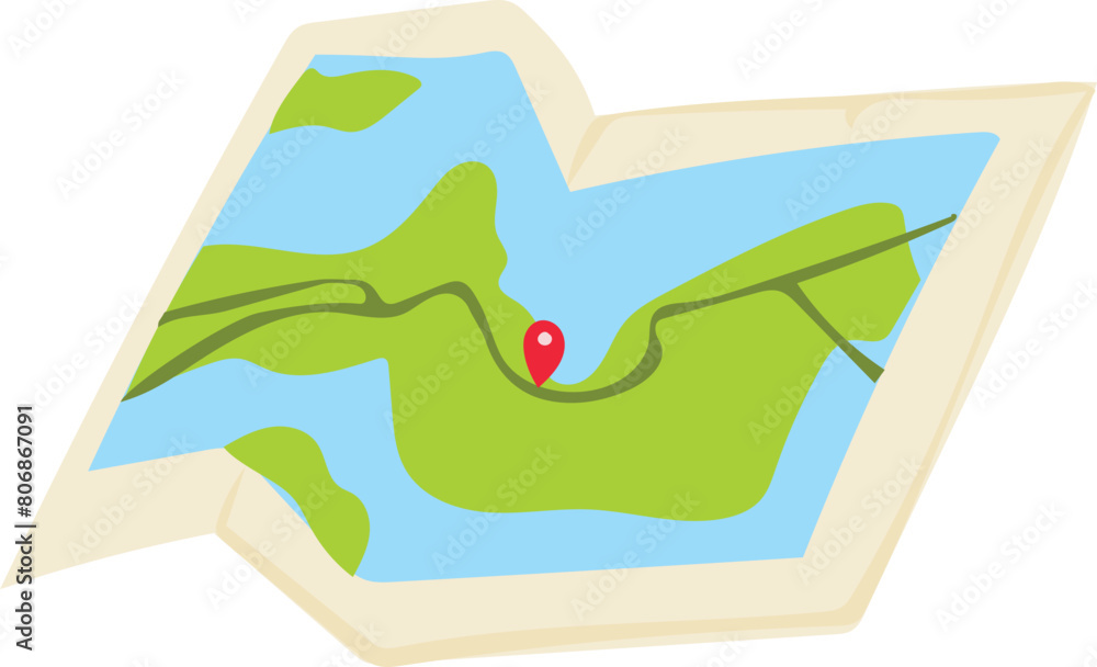 Cartoon map illustration on transparent background. Stock Vector ...