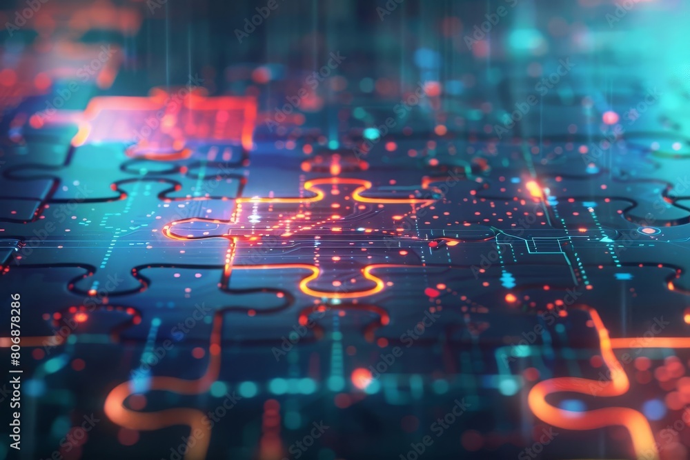 digital representation of api integration interlocking puzzle pieces ...