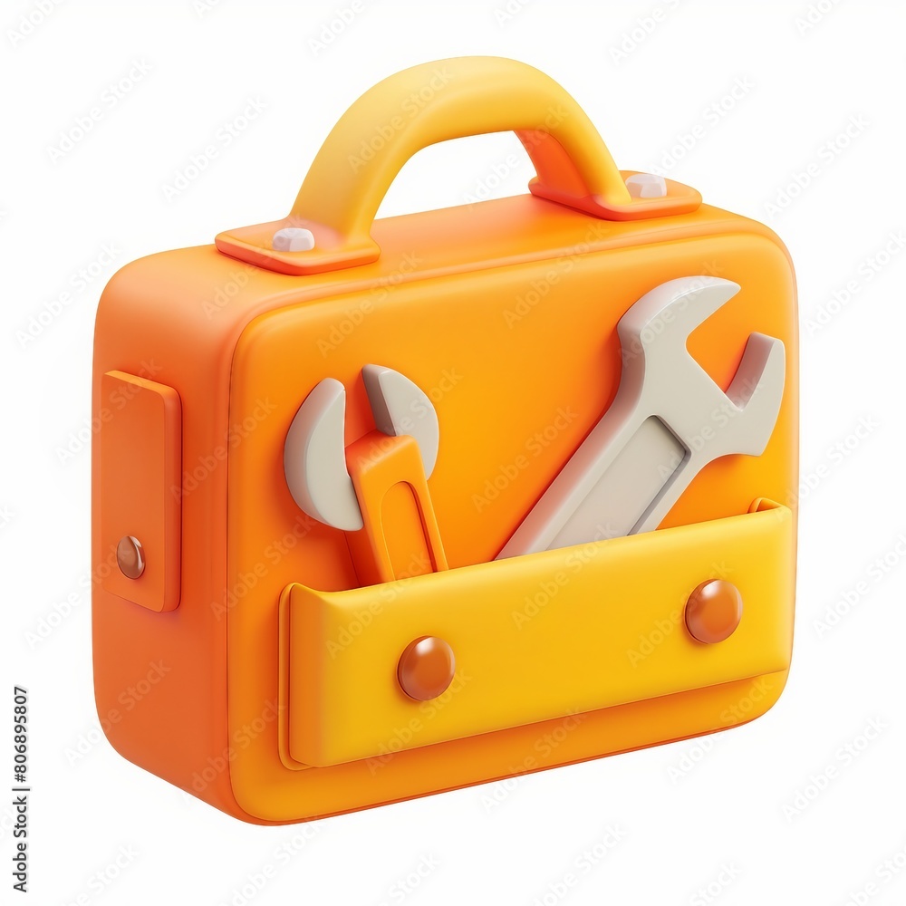 cute toolbox icon, 3D render, white background, generative AI Stock Illustration | Adobe Stock