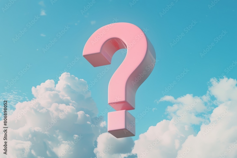 3d pink question mark in the blue sky with clouds Stock Illustration ...