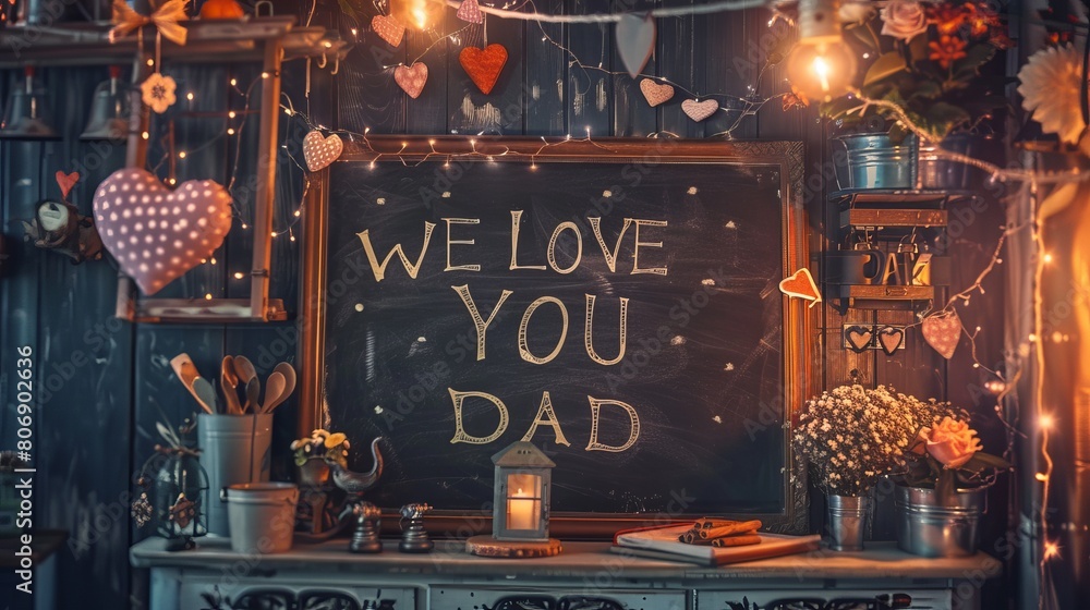 Father's Day Theme Banner, with WE LOVE YOU DAD, Happy Fathers Day ...