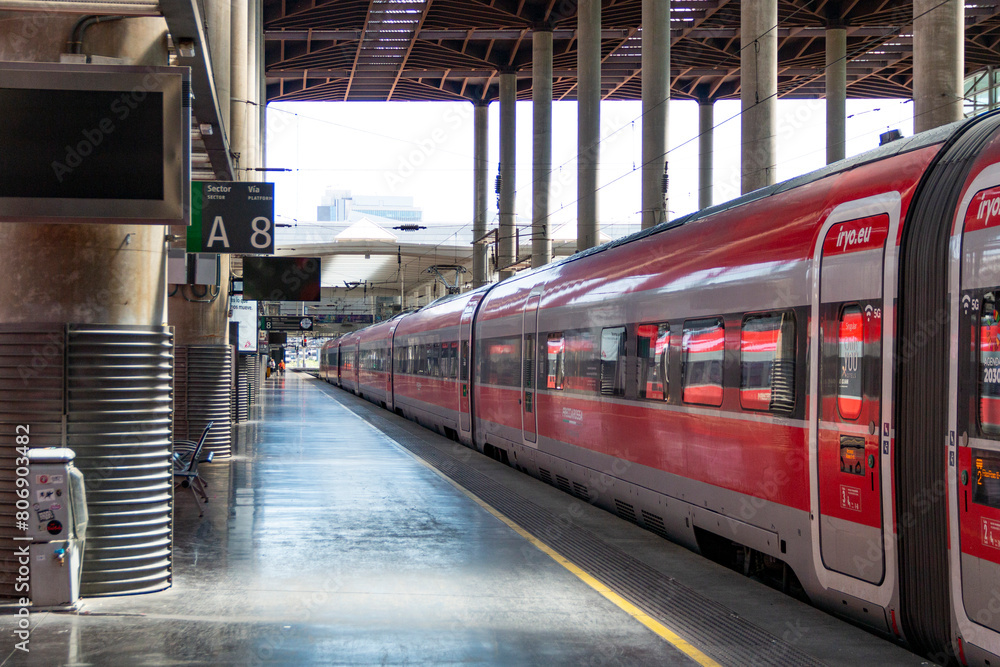 Iryo high-speed train at the Atocha station in Madrid waiting for ...