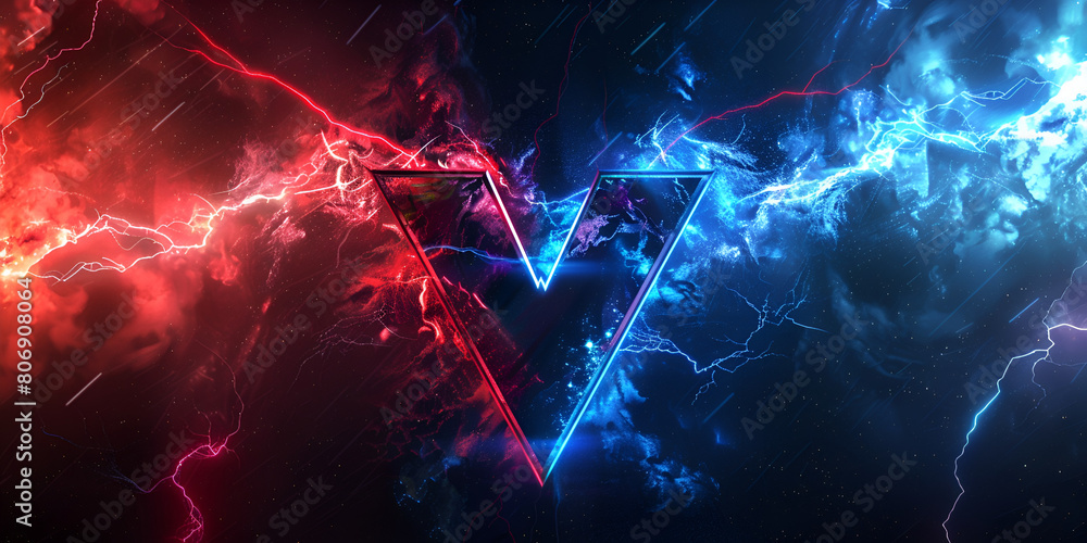 Lightning neon light effect futuristic scifi splatter on transparent ...