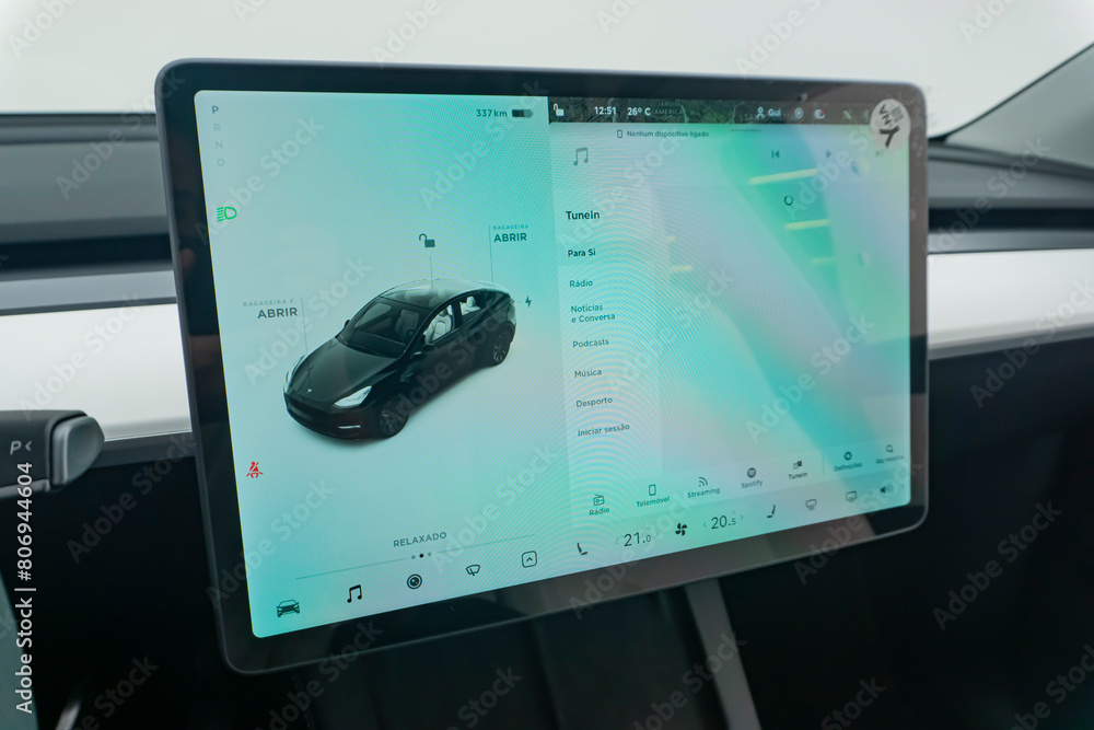 Tesla Model Y infotainment screen, Touch display - Electric car center ...