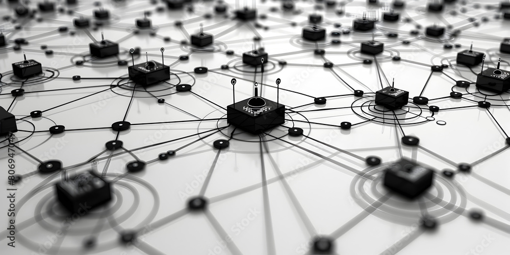 Abstract dynamic monochrome background,Network Node Background ...