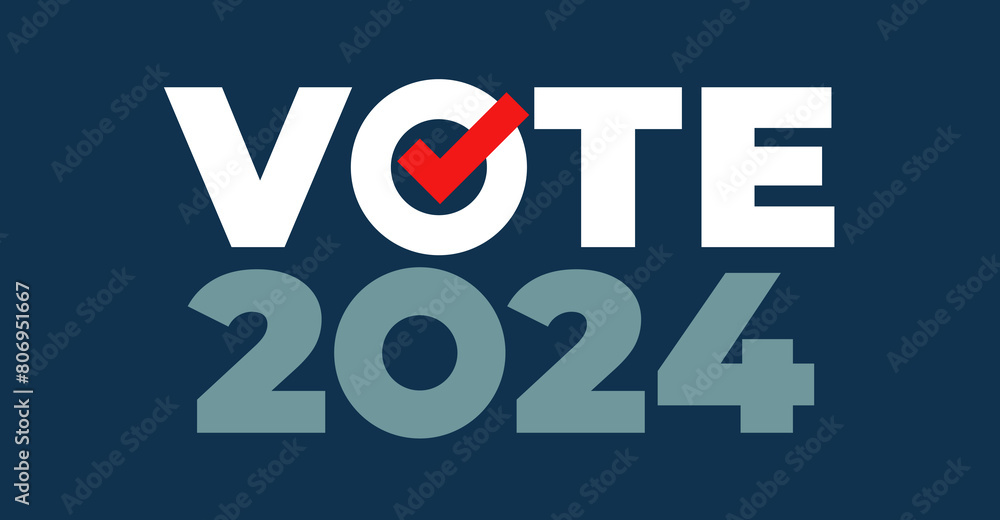 Vote 2024. US American presidential election 2024. Vote inscription ...