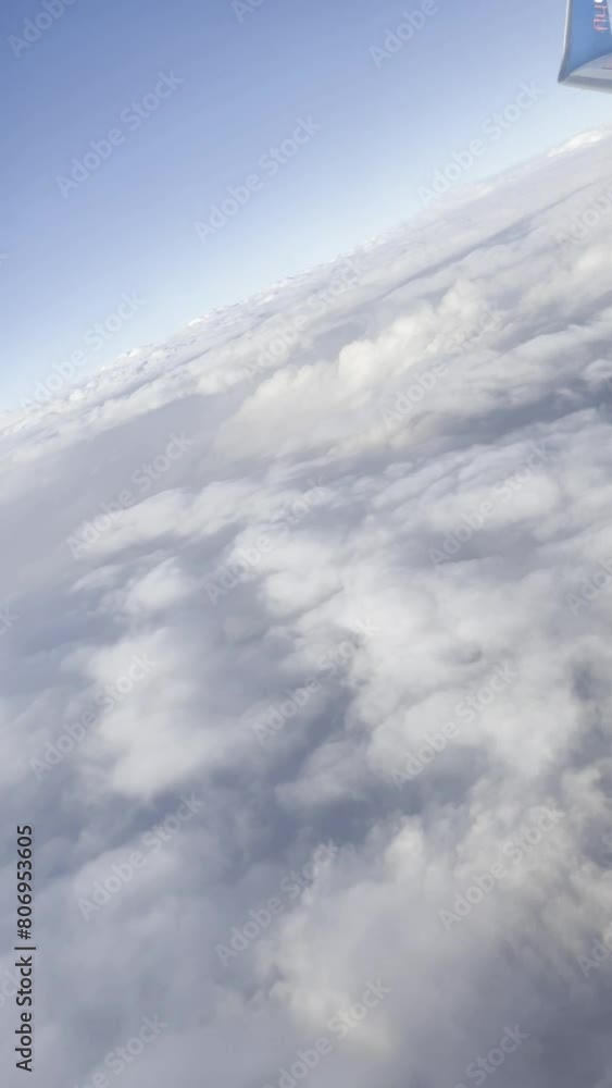 Air plane window view time lapse clouds and blue sunny sky, Loop of ...