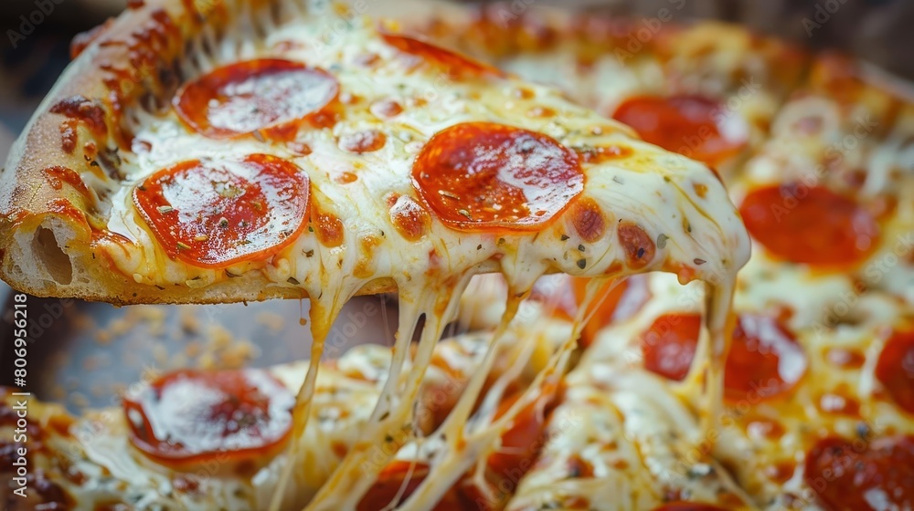 appetizing pepperoni pizza closeup melted cheese and crispy crust ...