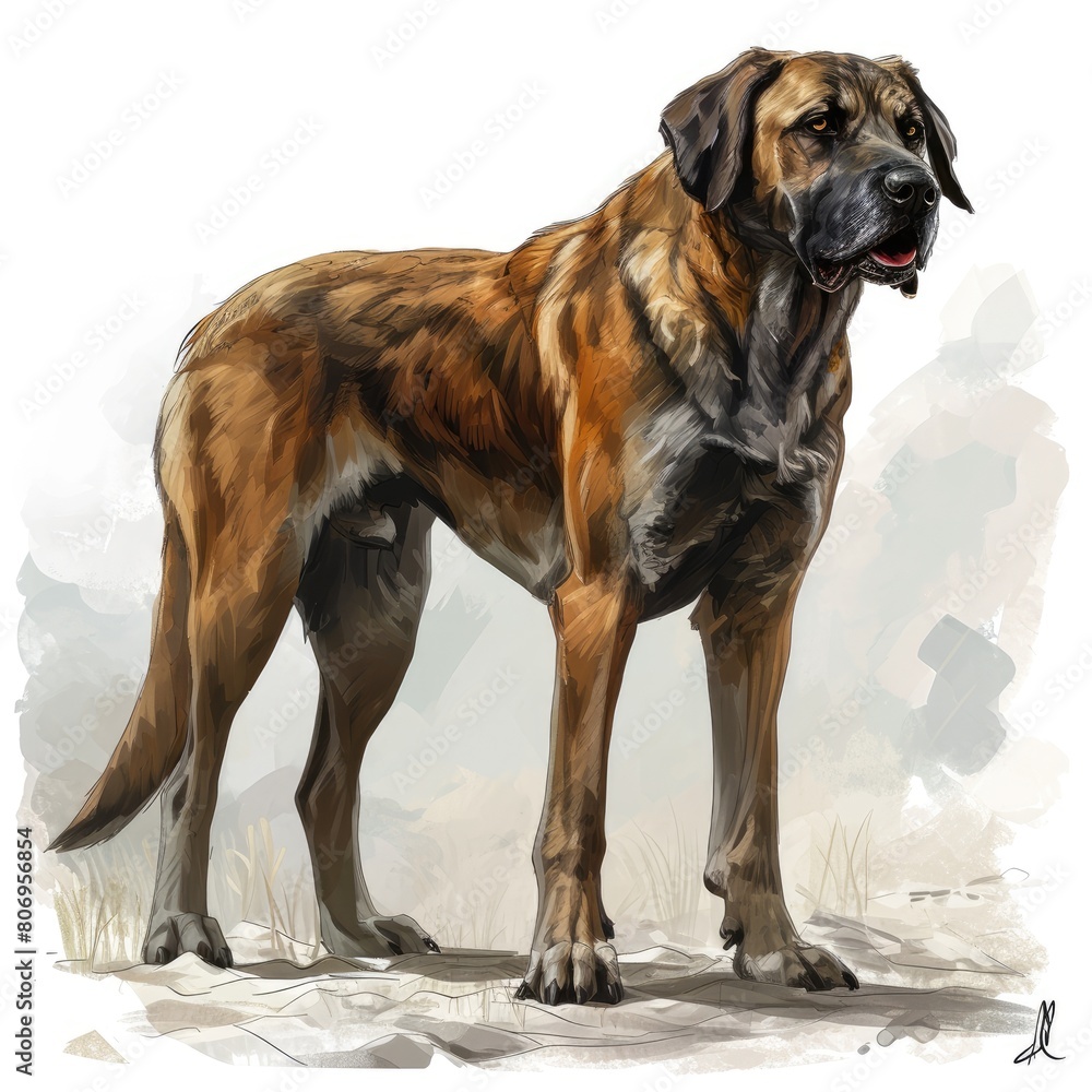 full body concept art of a large mixed breed hound, art by greg ...
