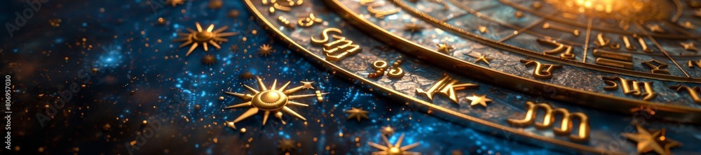 Ultra-wide size, image of astrological signs, stylized natal chart ...