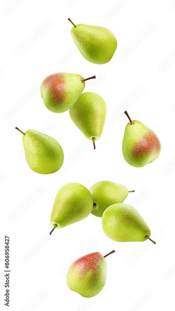 Falling Pear isolated on white background, full depth of field Stock ...