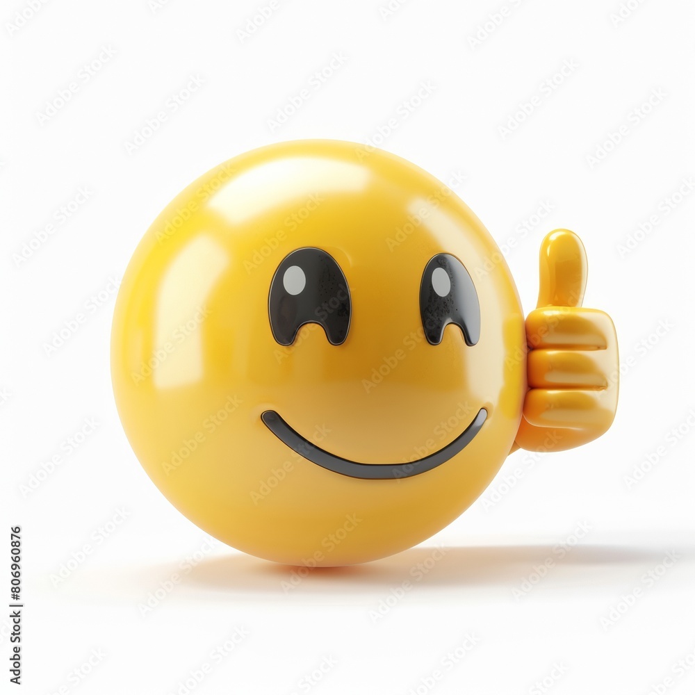 Thumbs Up Emoji in 3D, Expressing Approval and Satisfaction on a Bright White Background Stock ...