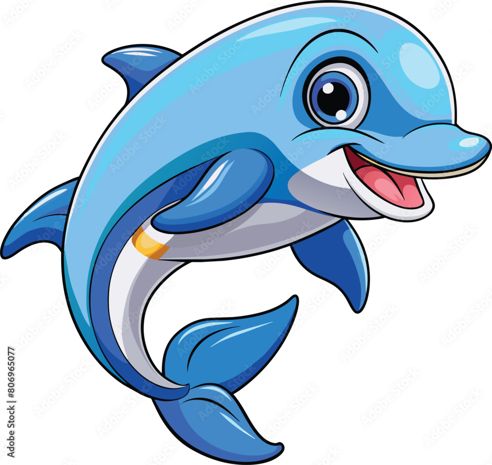 Cute cartoon dolphin vector illustration, Dolphin character vector ...