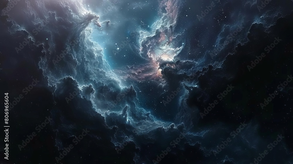 majestic deep space scene with nebula stars and distant galaxies ...