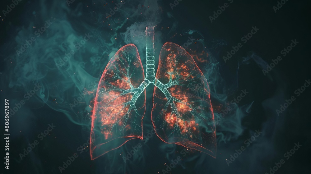 X-ray of a lung displaying patches of opacity, suggestive of pulmonary ...