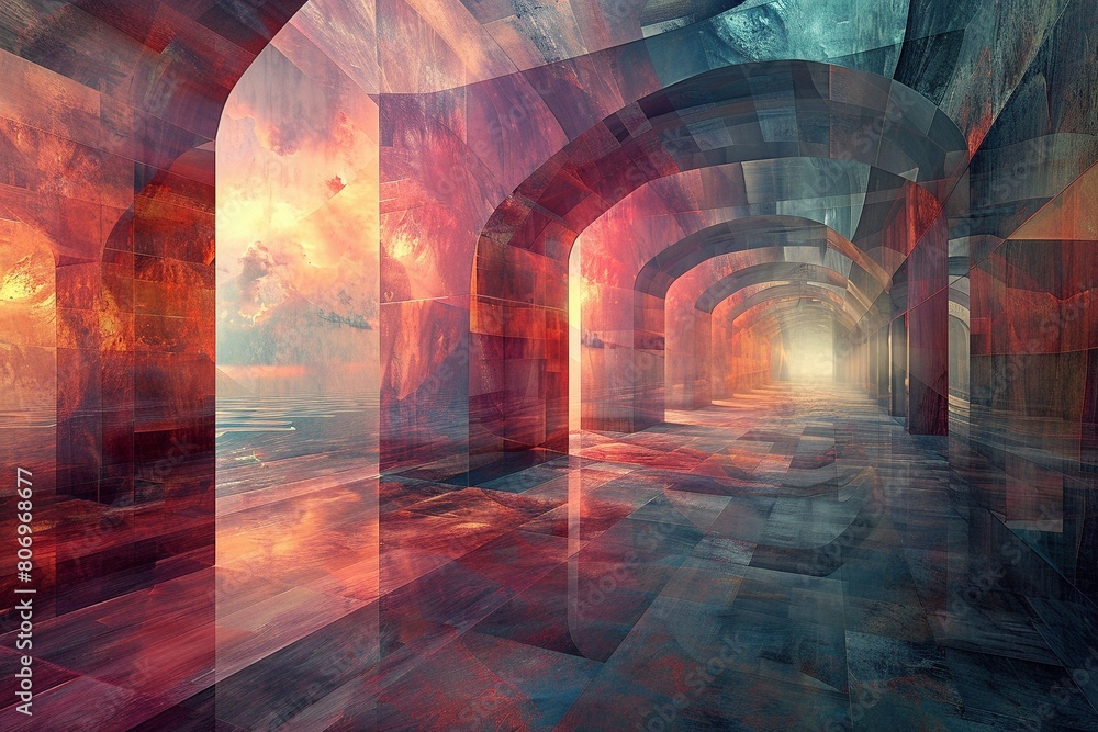Ethereal structures twist and fold in a dreamlike tableau, revealing the unimaginable ...