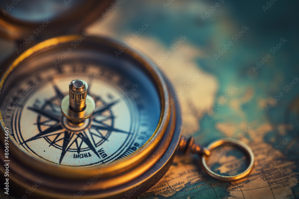 old compass on old map, At the heart of the digital compass is a robust ...