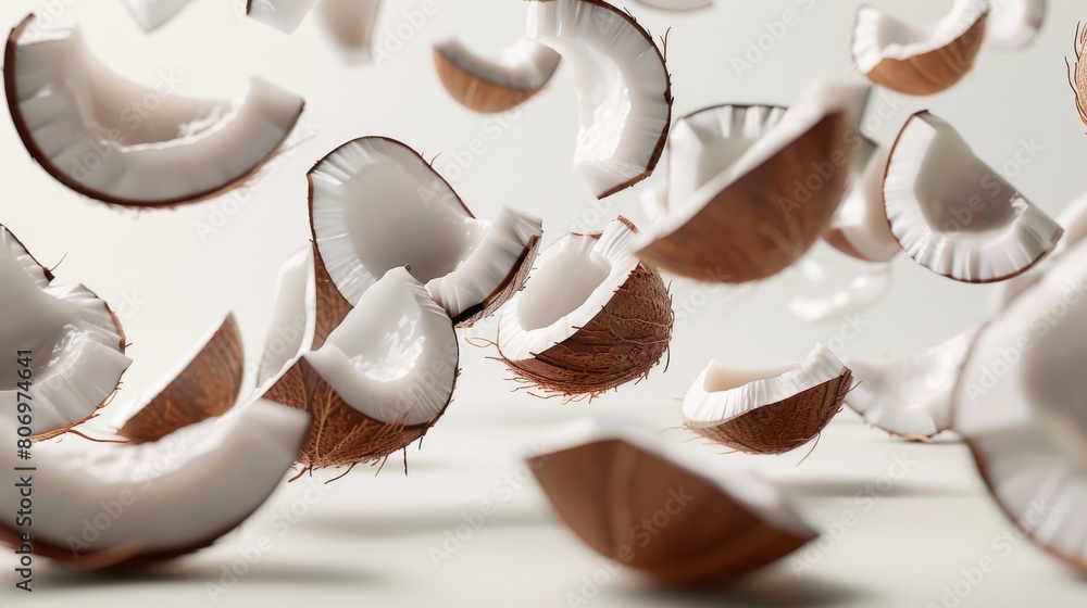 Stylish poster featuring artistic arrangements of floating banana ...