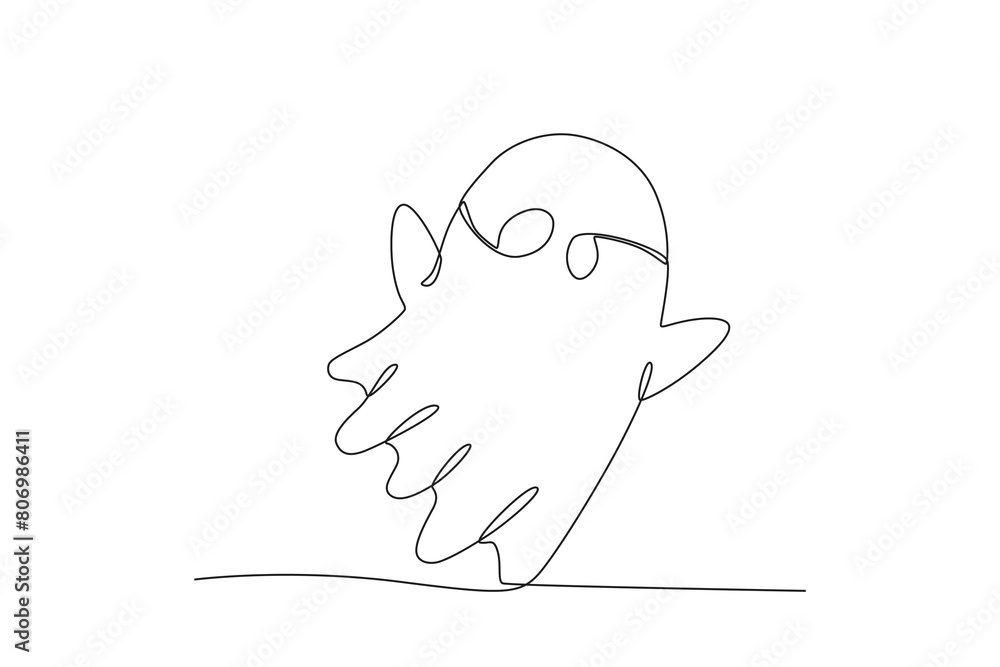 One continuous line drawing of Creepy ghost spirit. Minimalism concept ...