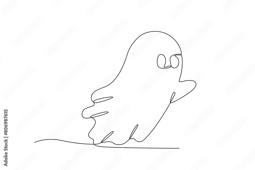 One continuous line drawing of Flying ghost spirit. Minimalism concept ...