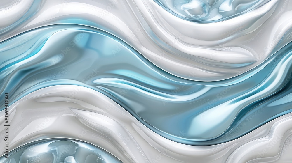 Smooth ceramic tile textured with waves in pearl white and ocean blue ...