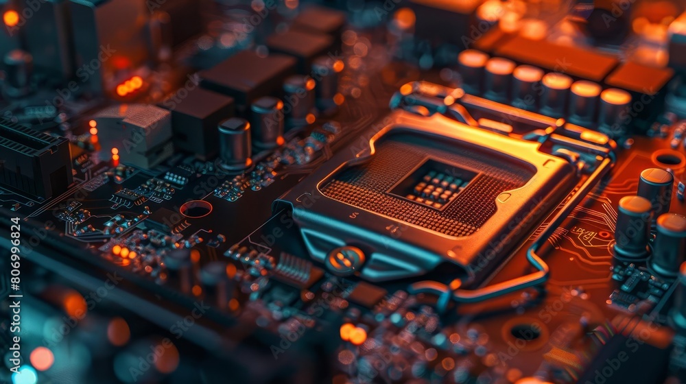 secure connection and cybersecurity concept with computer motherboard ...