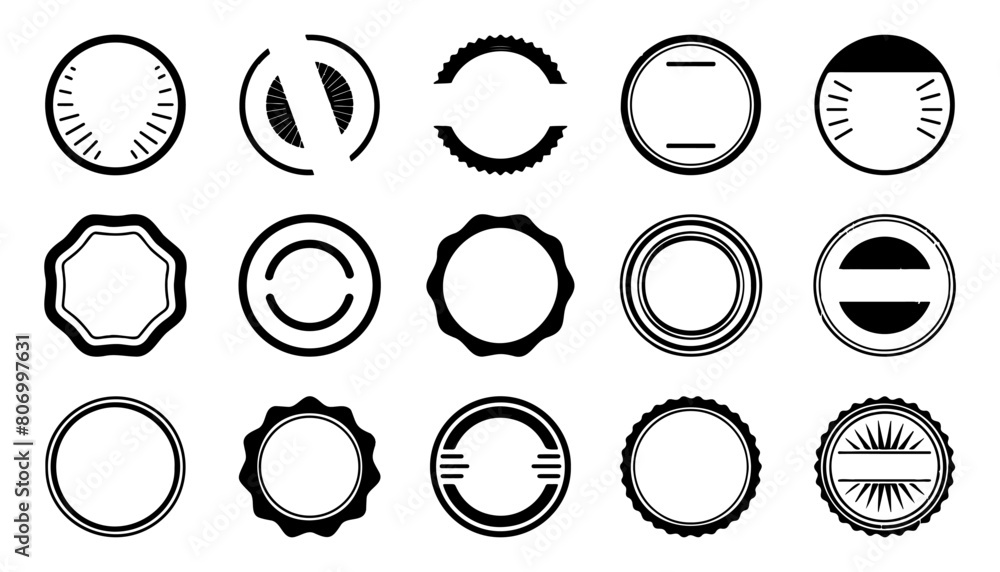 Seal stamp circle badges collection. Set of blank stamp label for ...