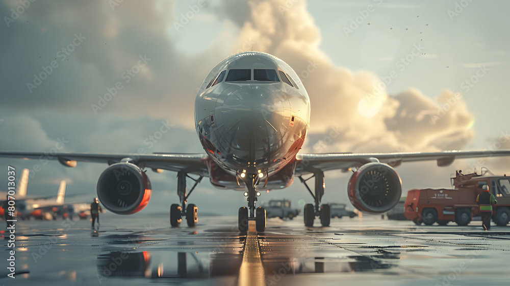 Airplane Pushback Crew in Action: Teamwork on the Ground for Taxiing ...
