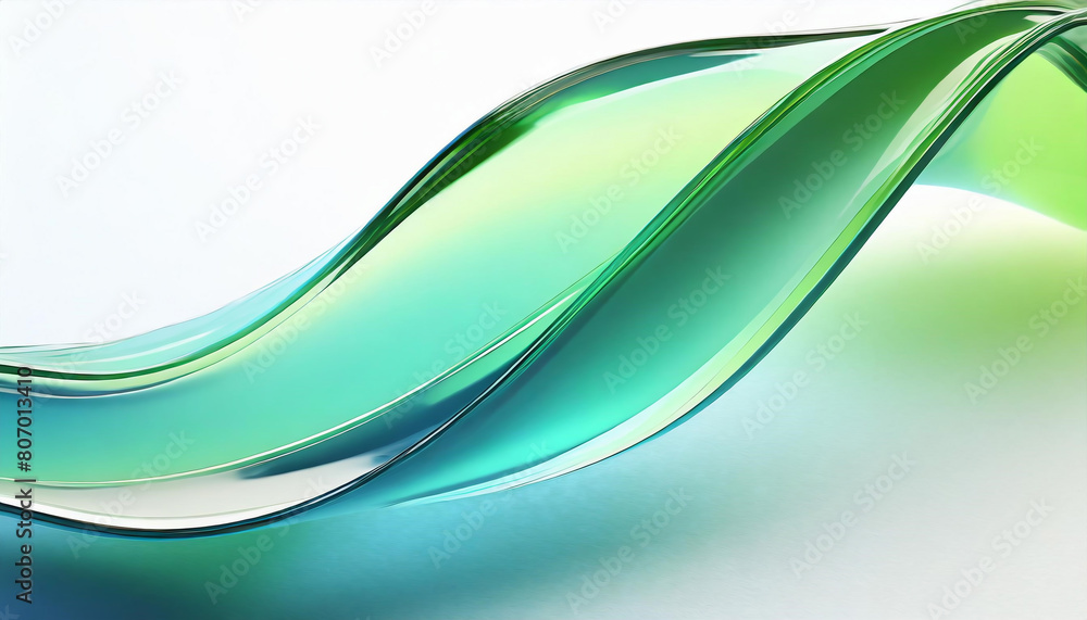 Abstract liquid glass shape with colorful reflections. Ribbon of curved ...