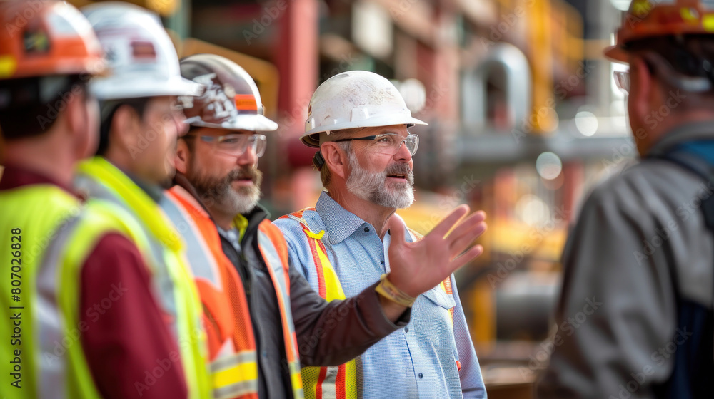 A team of planning engineers talks with project managers and ...