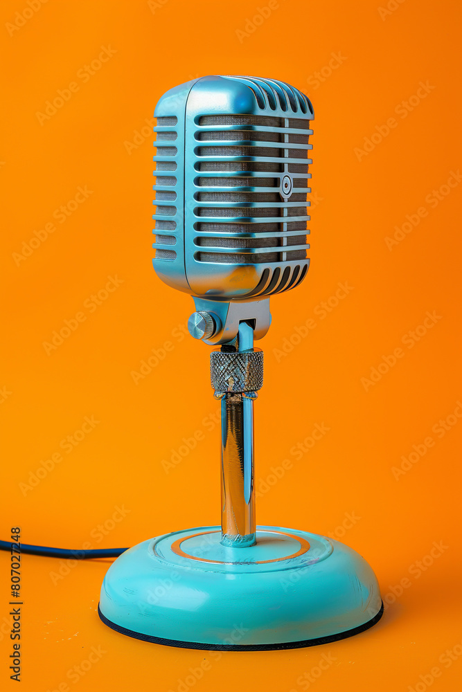 A retro microphone painted in soft pastels captures the essence of ...