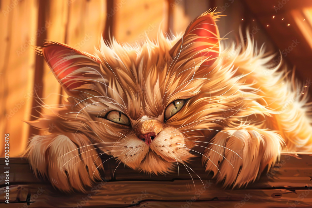 Cartoon Caricature of a Grumpy Cat. Generated Image. A digital ...