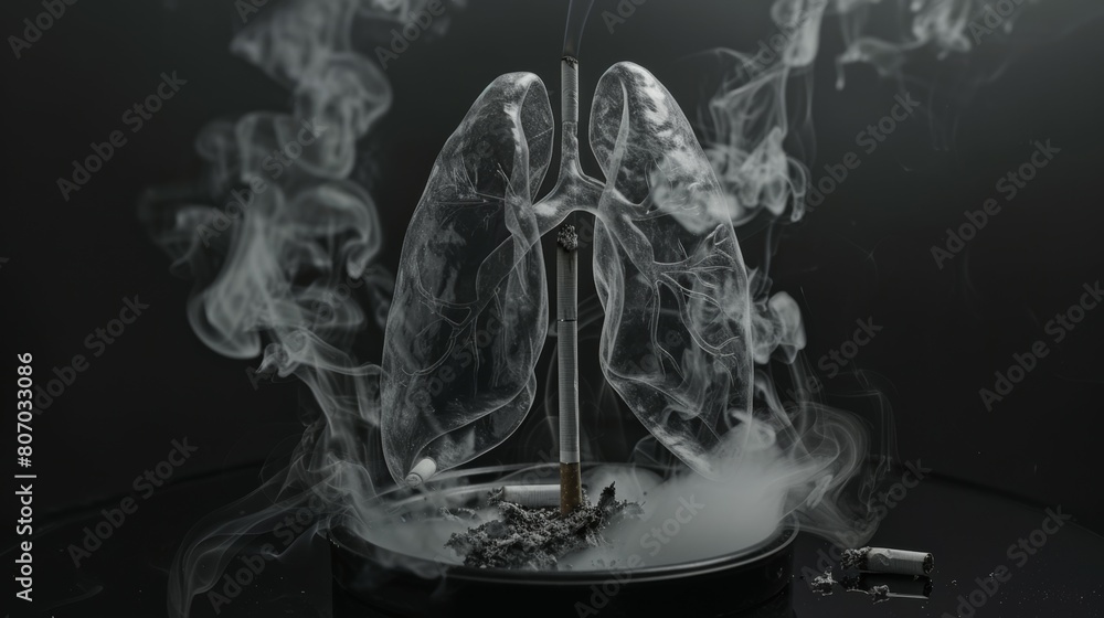 Smoke formation shaped as human lungs. Illustration of smokers lungs ...
