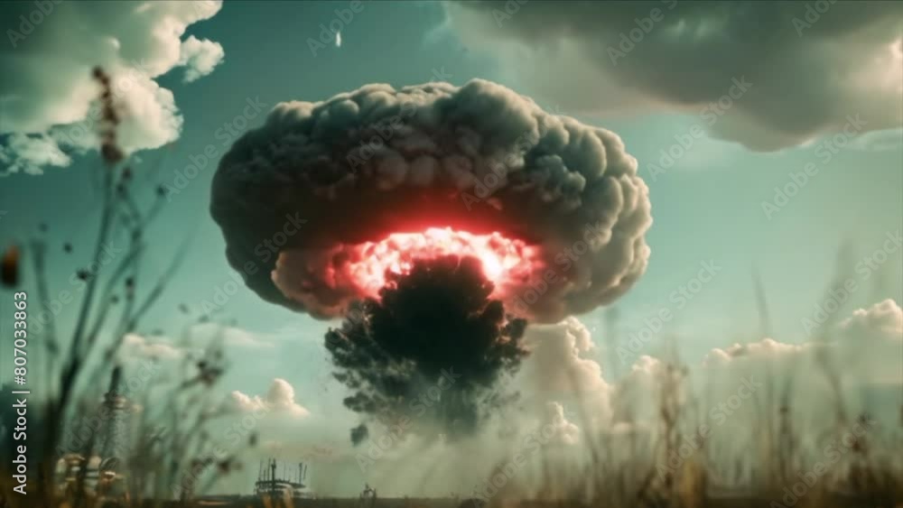 Generative ai on theme of scary nuclear explosion in outdoor, mushroom ...
