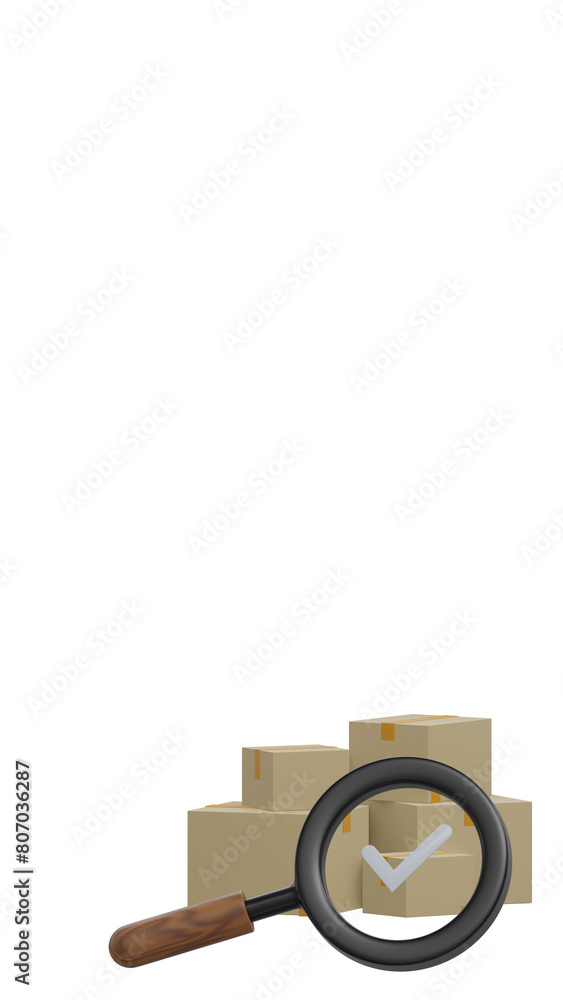 3D Tracking parcel in cardboard box. Order delivery confirmation. Track ...