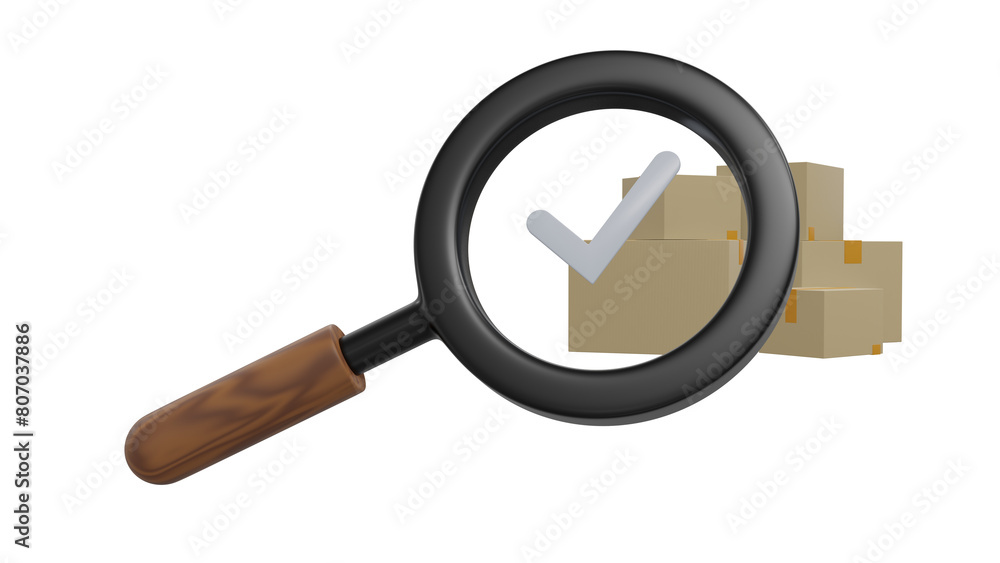 3D Tracking parcel in cardboard box. Order delivery confirmation. Track ...