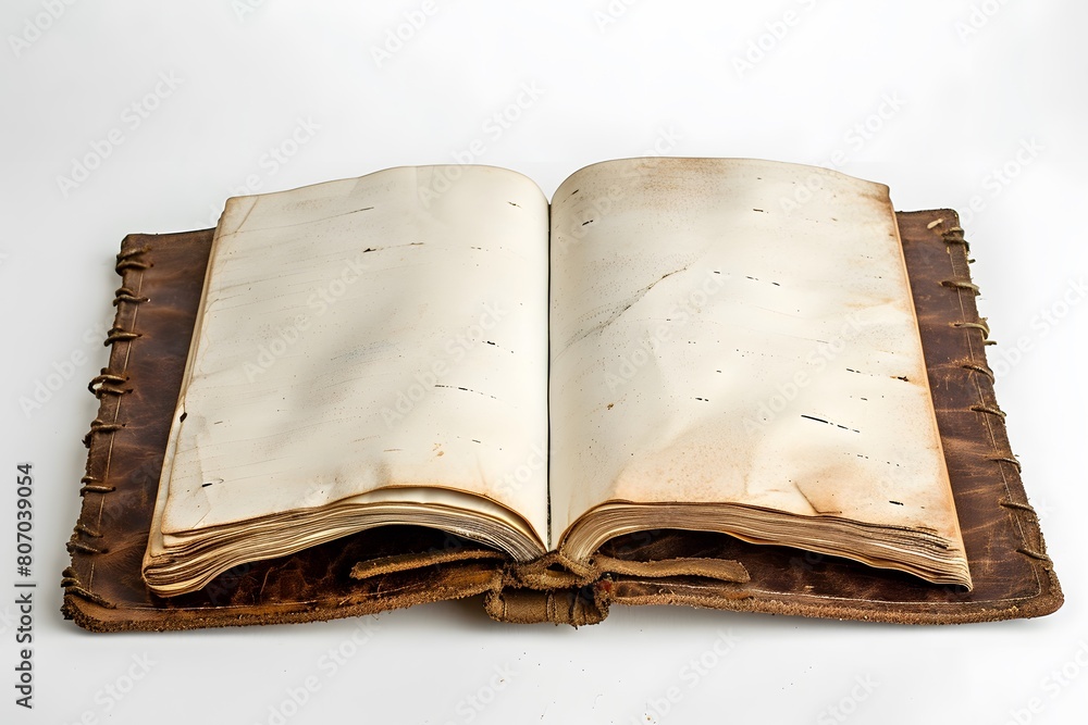 very old open book in blank, mock up antique book, empty pages ...