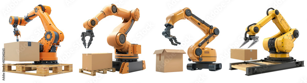 Set of manufacturing robot arm industrial cut out transparent isolated ...