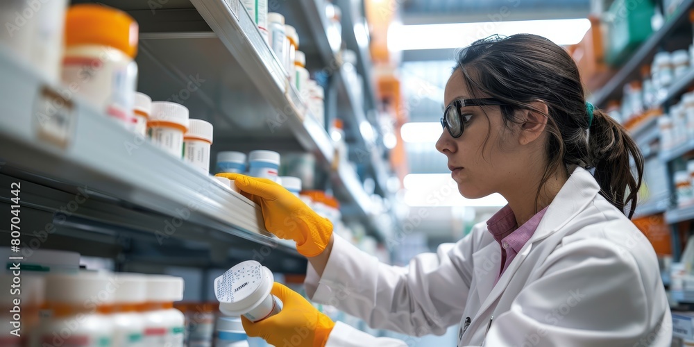 Pharmacist Reviewing Medication Stock: Professional Inspection at ...