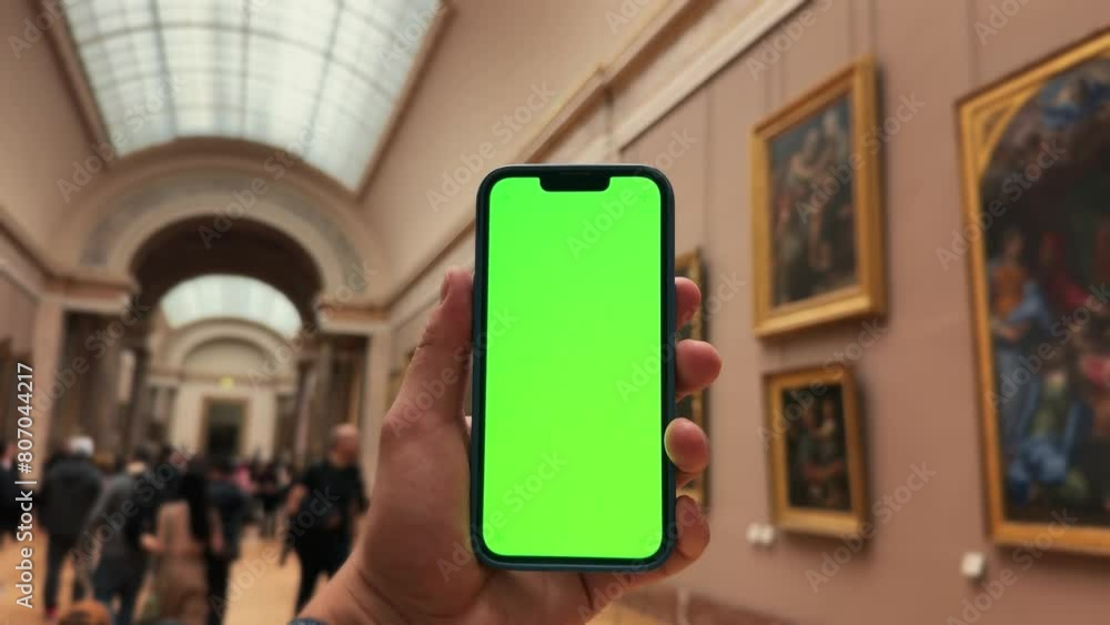 Vidéo Stock Close up of woman's hand holds phone with green screen mock ...